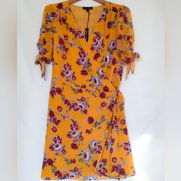 alison andrews | Dresses | Nwt Alison Andrews Yellow Floral Wrap Dress ...
